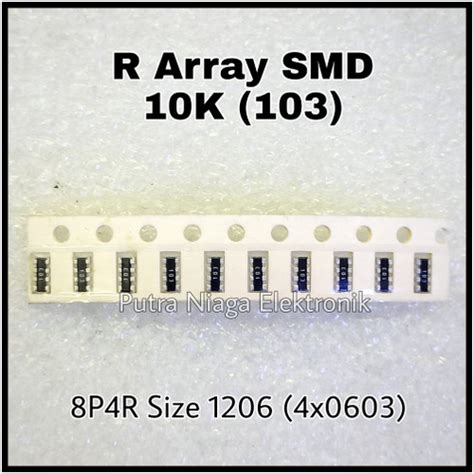 Jual Resistor Array Smd 10k 8p4r 4x0603 Tahanan Network Marking 103