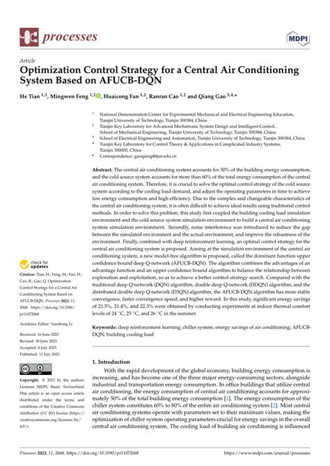 Pdf Optimization Control Strategy For A Central Air Conditioning