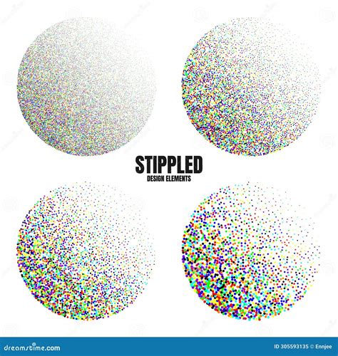 Round Shaped Dotted Objects Vintage Stipple Elements Fading Gradient