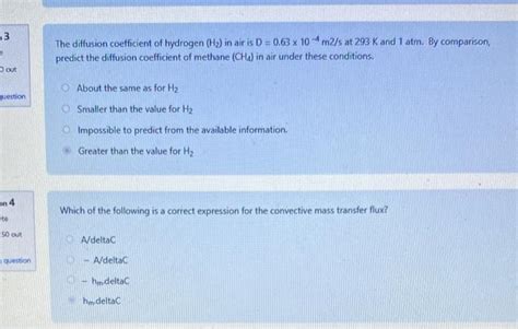 The Diffusion Coefficient Of Hydrogen H In Air Is Chegg Com