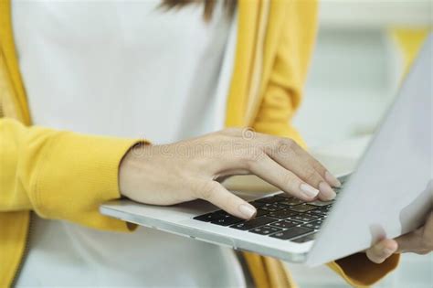 Close Up Programmer Is Coding And Programming Software Stock Photo