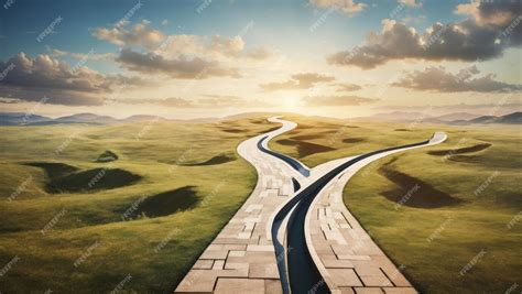 Premium Photo Crossroads With Diverging Paths Symbolizing The Choice
