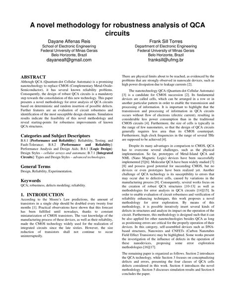 Pdf A Novel Methodology For Robustness Analysis Of Qca Circuits