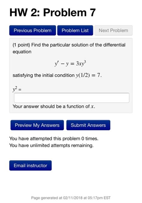 solved hw 2 problem 2 previous problem problem list next