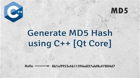 how to generate md5 hash using c [qt core] youtube