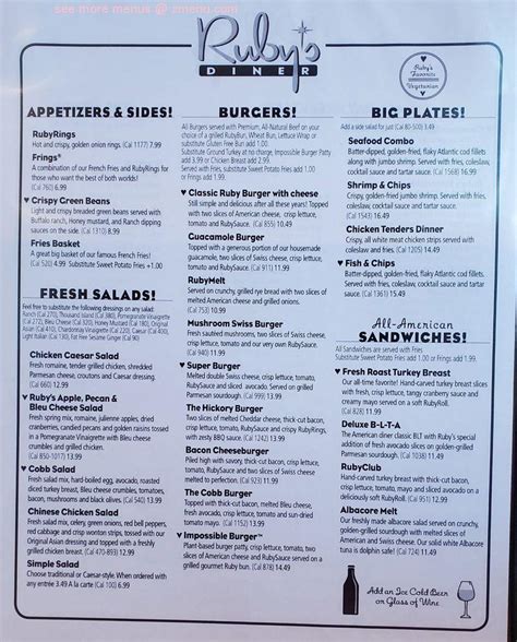 Online Menu Of Rubys Diner Restaurant Costa Mesa California Zmenu