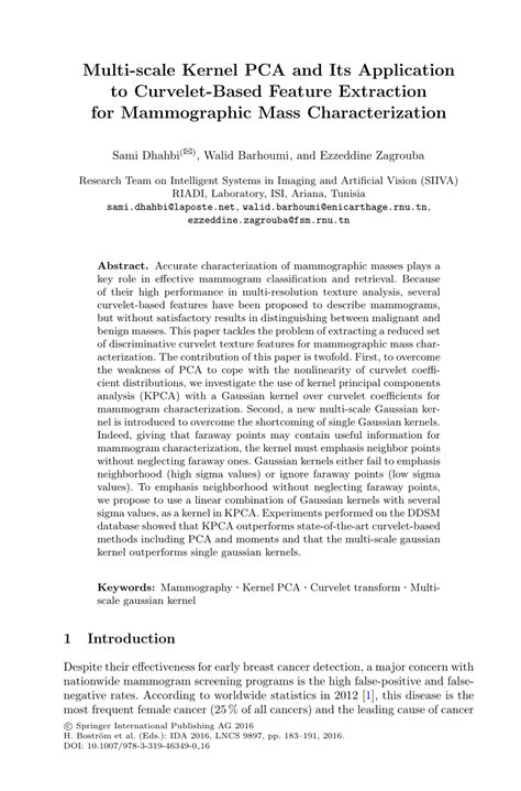 Pdf Multi Scale Kernel Pca And Its Application To Curvelet Based