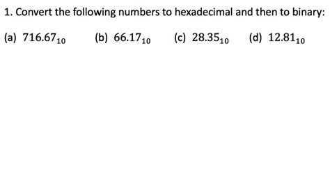 Solved Convert The Following Numbers To Hexadecimal And Chegg