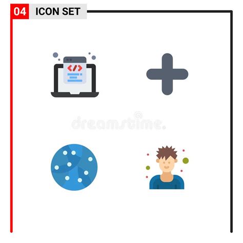 4 Creative Icons Modern Signs And Symbols Of Coding Global Programming New Network Stock