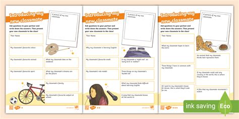 Introducing My New Classmate Esl Activity 3 Levels