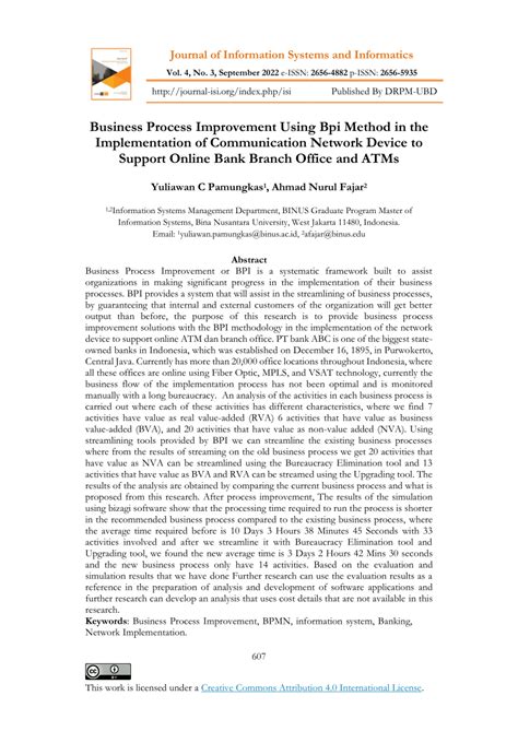 Pdf Business Process Improvement Using Bpi Method In The