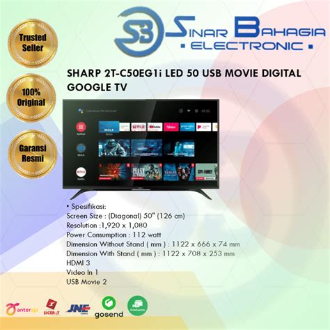Jual SHARP 2T C50EG1i LED 50 USB MOVIE DIGITAL GOOGLE TV NEW Shopee Indonesia