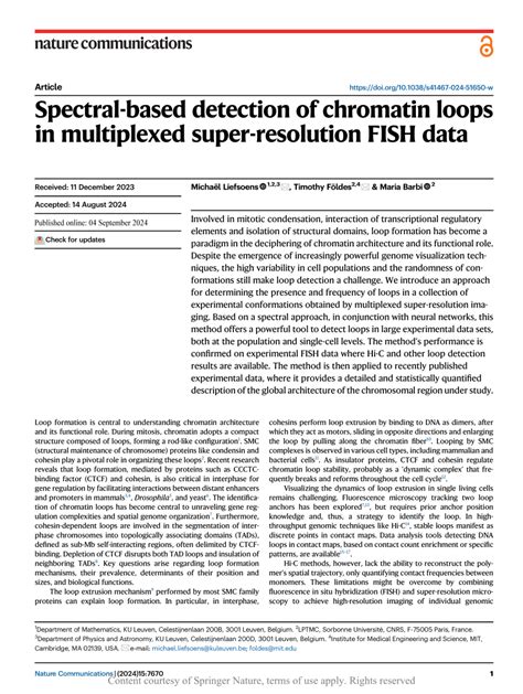 Pdf Spectral Based Detection Of Chromatin Loops In Multiplexed Super