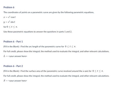 Solved Problem The Coordinates Of Points On A Parametric Chegg