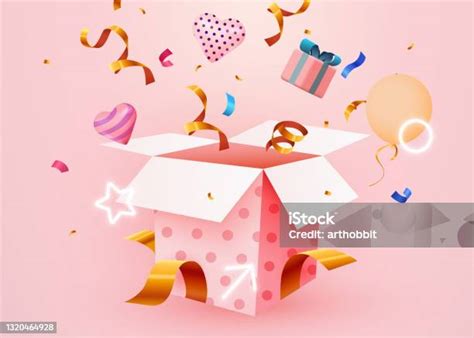 떨어지는 색종이와 귀여운 서프라이즈 선물 상자 상품 컨셉으로 상자를 선물 선물 상자에 대한 스톡 벡터 아트 및 기타 이미지 선물 상자 열기 열다 Istock