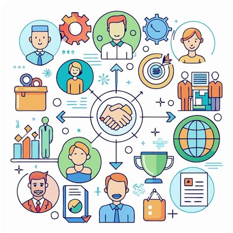 Premium Vector Teamwork Partnership And Collaboration Concept With Various Icons Representing