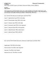 Module Exercise OSI And TCP Layers Homework Docx CMSY Howard Community College