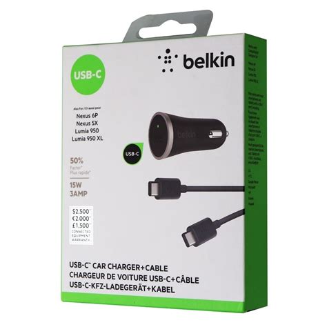 Belkin Usb C Car Charger With Foot Usb C To Usb C Cable Watt Black Walmart Com