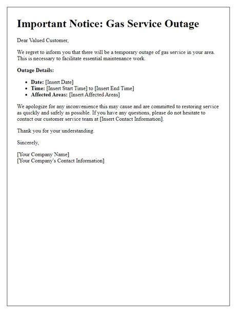 Letter Template For Utility Outage Announcement Free Samples In Pdf