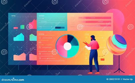 Business Data Analysis With Charts Generative Ai Stock Illustration