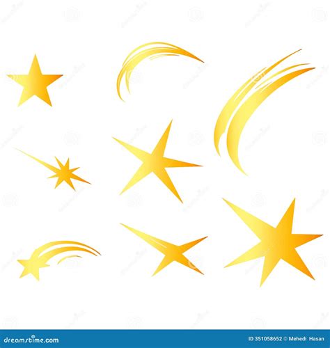 Golden Color Shooting Star Design Illustration Stock Illustration