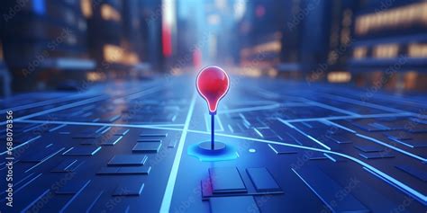 Blue Location Pin Sign Icon And Gps Navigation Map Road Direction Or Internet Search Bar