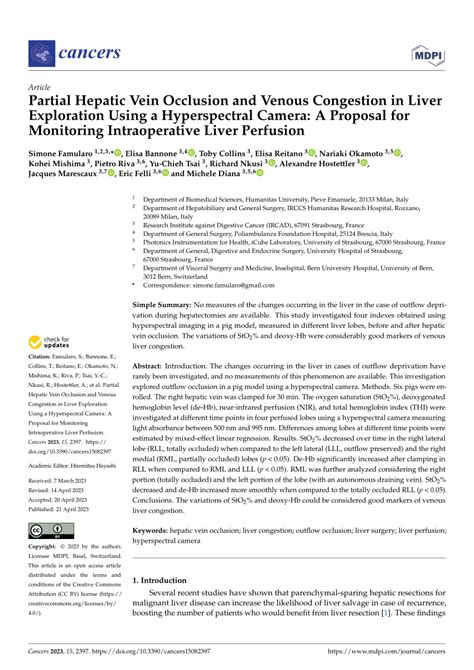 Pdf Partial Hepatic Vein Occlusion And Venous Congestion In Liver Exploration Using A