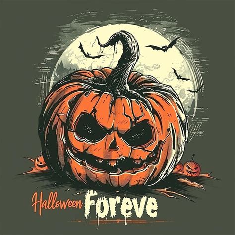 Quotcreepy Pumpkin With Halloween Forever Textquot Premium Ai
