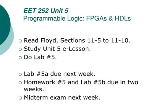 ppt eet 252 unit 5 programmable logic fpgas and hdls powerpoint