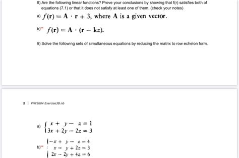 solved 8 are the following linear functions prove your