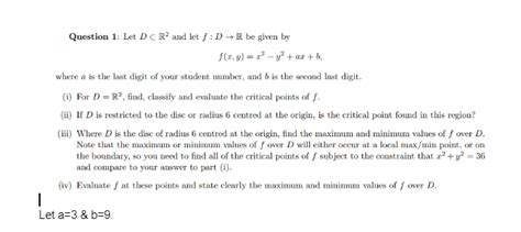 Solved Question Let DR And Let F DR Be Given By Chegg