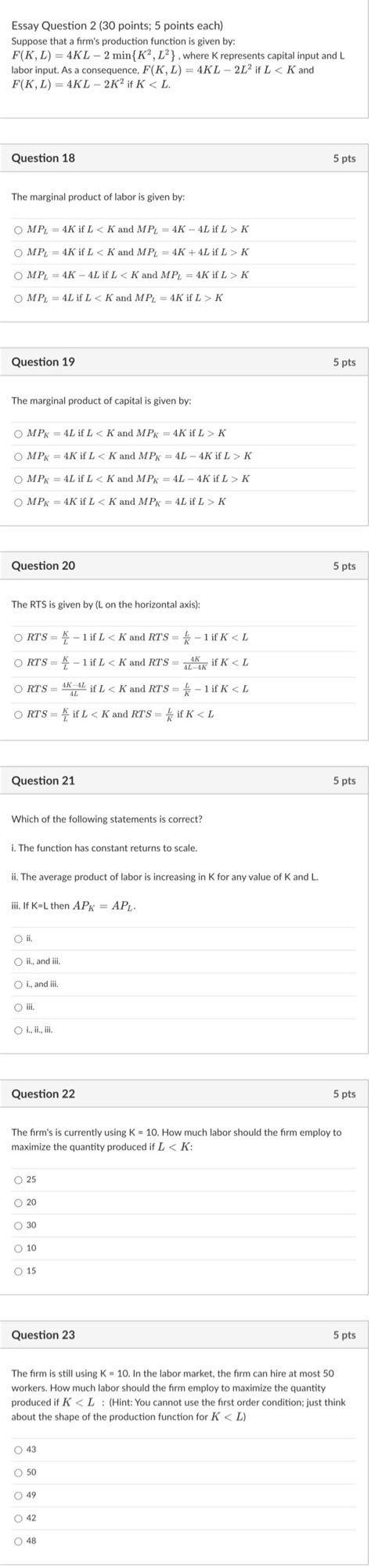 solved essay question 2 30 points 5 points each suppose
