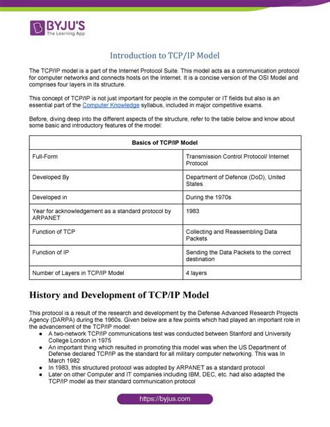 Introduction To TCP IP Model Introduction To TCP IP Model The TCP IP Model Is A Part Of The