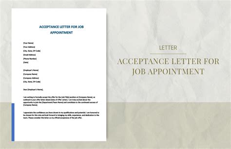 Acceptance Of Offer Appointment Letter Format