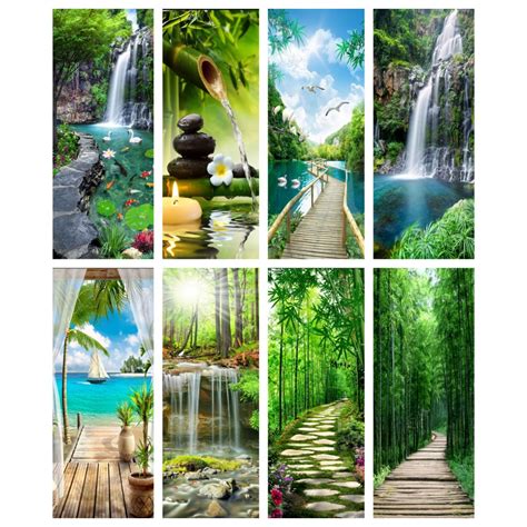 สติกเกอร์วอลเปเปอร์ Pvc ลายน้ําตกธรรมชาติ กันน้ํา มีกาวในตัว ลอกออกได้ สําหรับติดตกแต่งผนังบ้าน