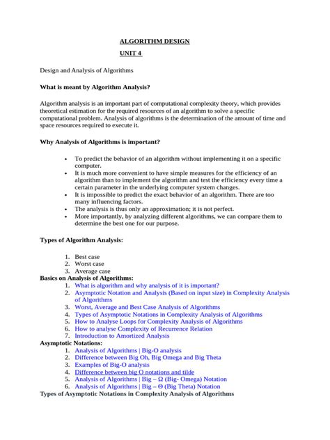 Algorithm Design Unit 4 Pdf Dynamic Programming Computational