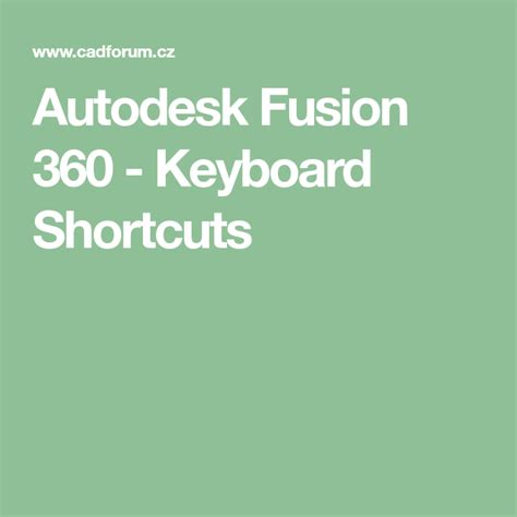Fusion 360 Keyboard Shortcuts Kesilpublic
