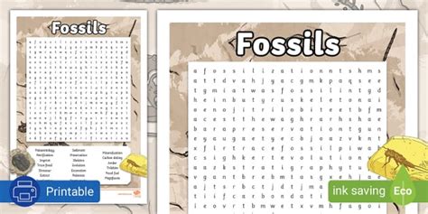 Fossils Wordsearch Teacher Made Twinkl