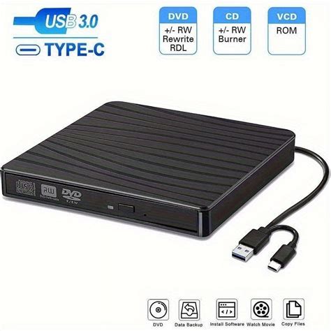 EIMELI 3 0 USB Type C Portable External CD DVD RW Optical Drive ROM Disk Reader Fast Data