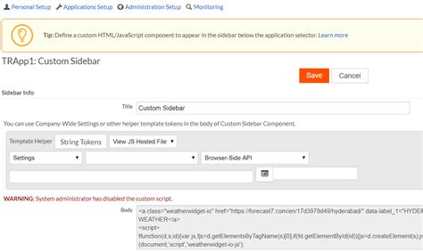 custom sidebar