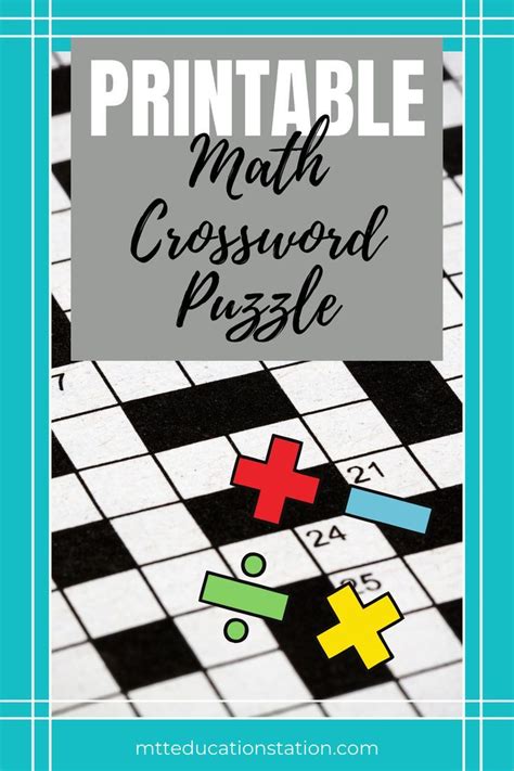 Printable Math Crossword Puzzle Crossword Crossword Puzzles Math
