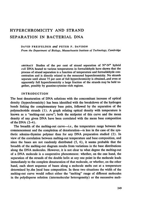 Hyperchromicity And Strand Separation In Bacterial Dna Pmc