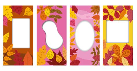 가을 타락 한 단풍 오렌지 노란 단풍의 배경설정 소셜 미디어 스토리 배너 이벤트 초대 제품 카탈로그 광고를 위한 템플릿입니다 벡터 아이소탈드 트렌디 플랫 스타일 10월에