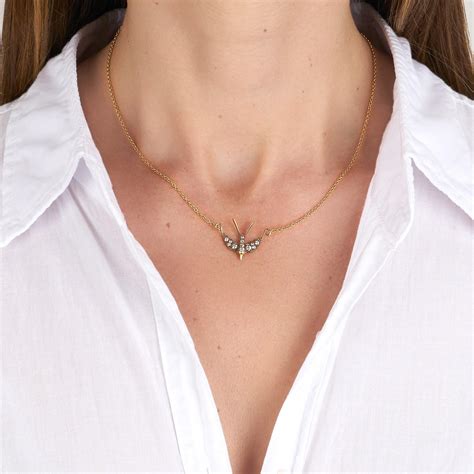 Handcrafted Swallow Old European Cut Diamond Pendant By Single Stone