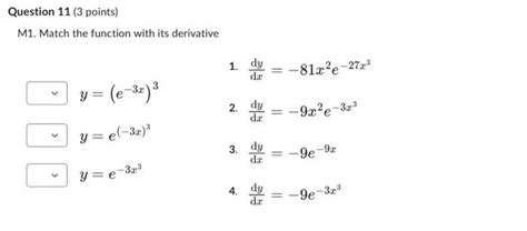 Solved M Match The Function With Its Derivative Chegg Com