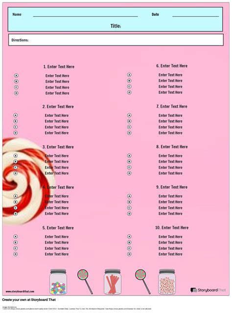Multiple Choice Cute Candy Themed Template Storyboard