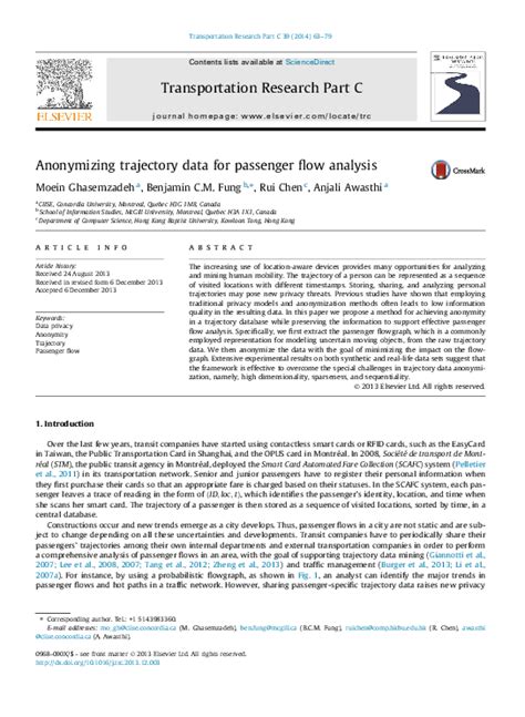 Pdf Anonymizing Trajectory Data For Passenger Flow Analysis