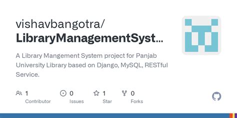 Github Vishavbangotra Librarymanagementsystem A Library Mangement System Project For Panjab