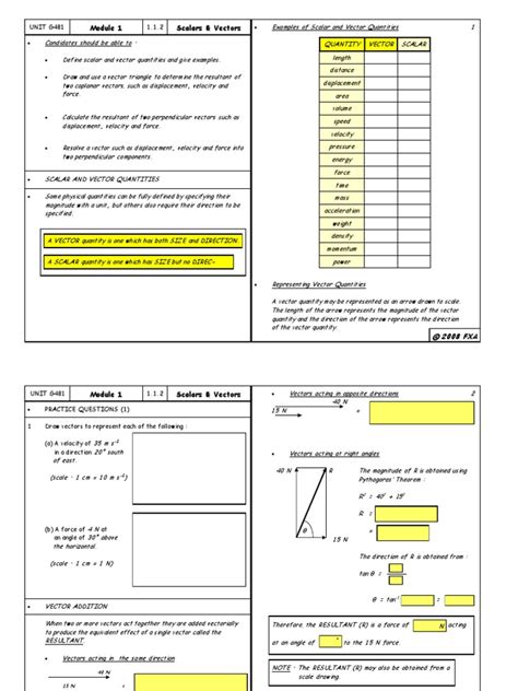 112 Scalars And Vectors Pdf Euclidean Vector Velocity
