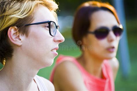 Two Girls Having Fun In The Park Stock Image Image Of Girlfriend People